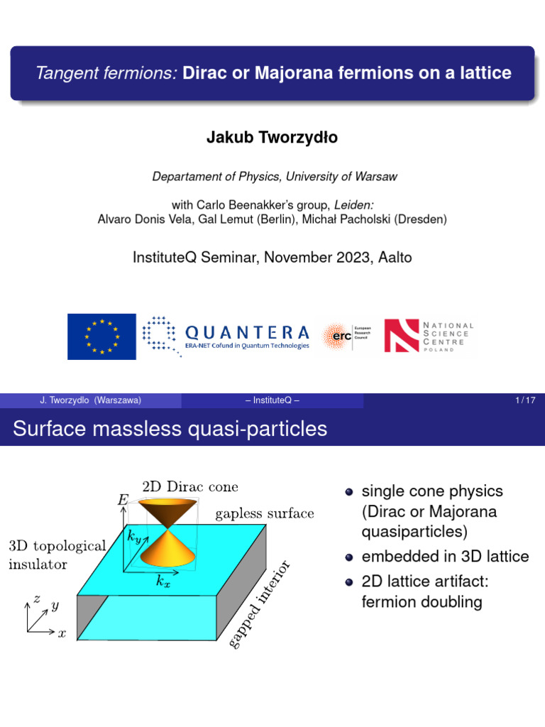 Dirac and Majorana Fermions On A Lattice | PDF | Physics | Mathematical ...