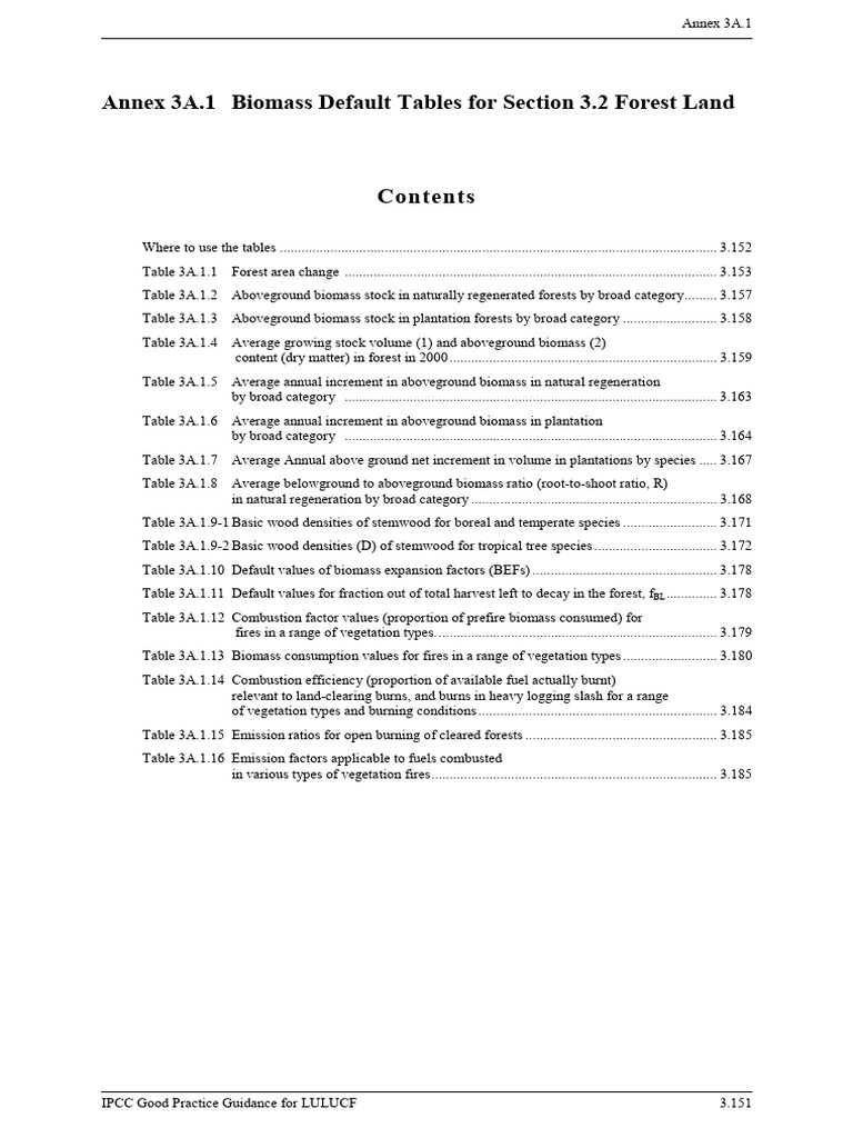 Anx 3A 1 Data Tables | PDF | Forests | Combustion