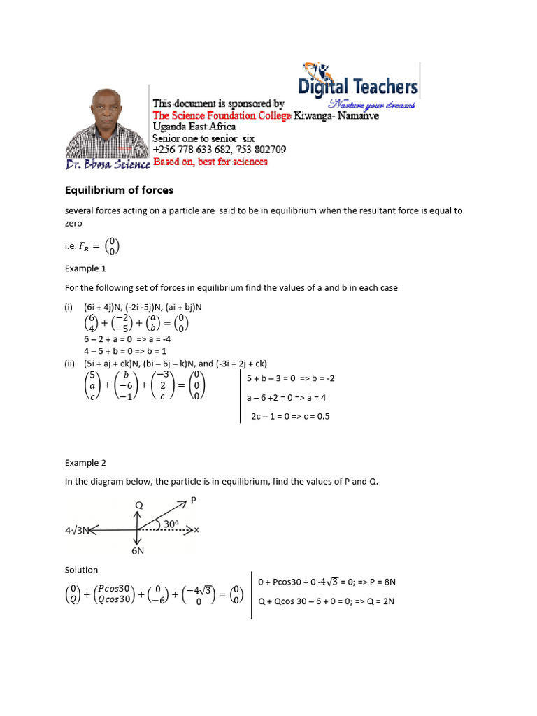 A Level Math Paper 2 Equlibrium of Forces | PDF | Force | Mechanical Engineering