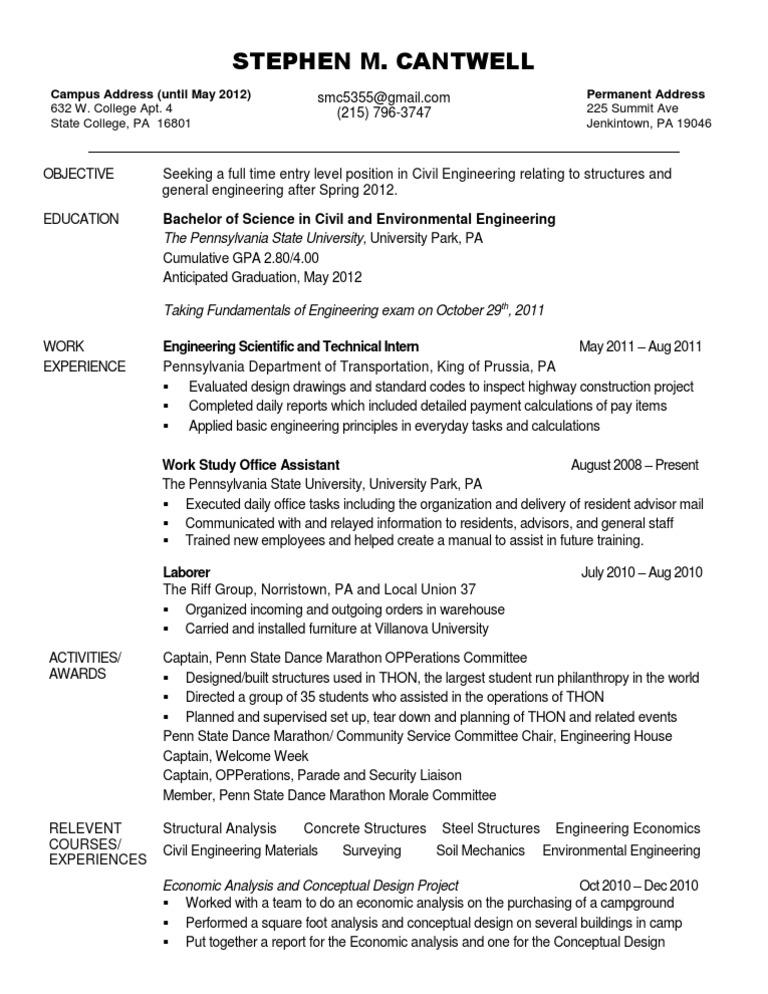 Full Time Resume Struct | PDF | Pennsylvania State University | Engineering
