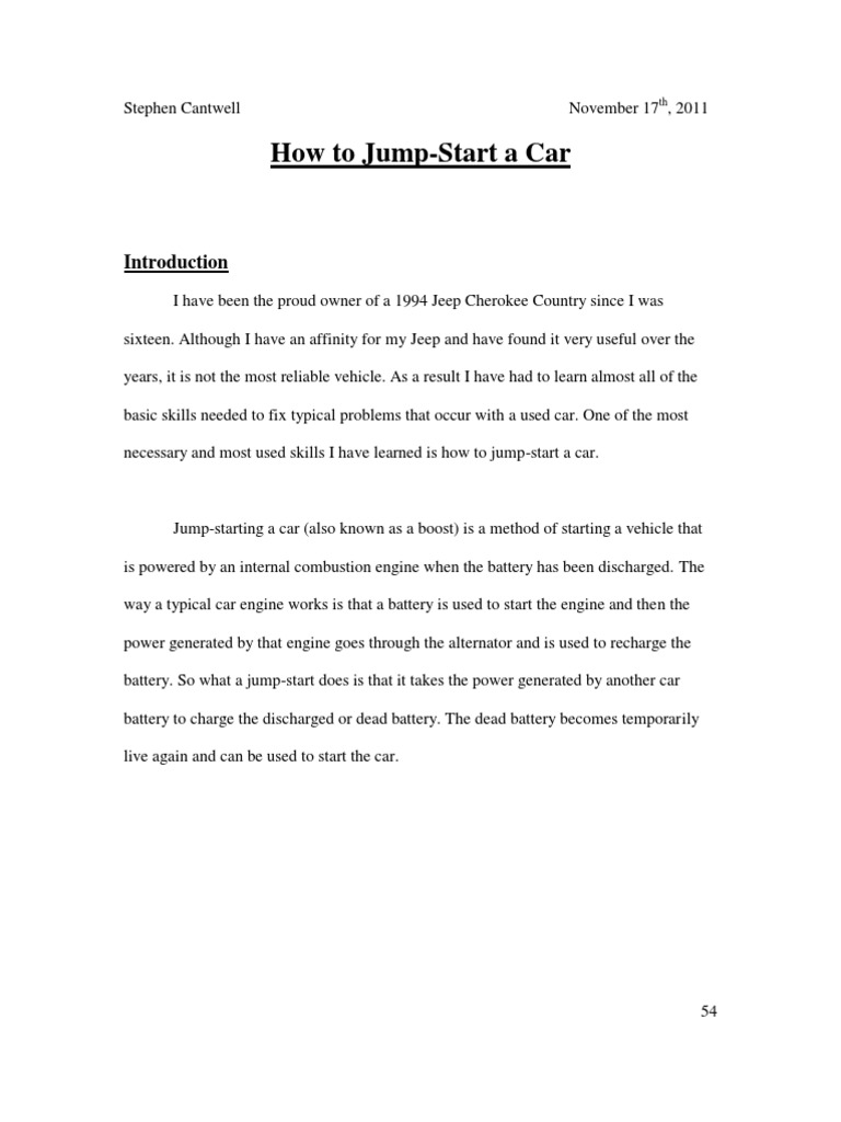 How To Jump-Start A Car | PDF | Battery (Electricity) | Cable
