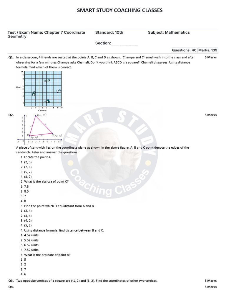 Class 10th Chapter 7 Coordinate Geometry | PDF | Euclidean Plane Geometry | Euclid