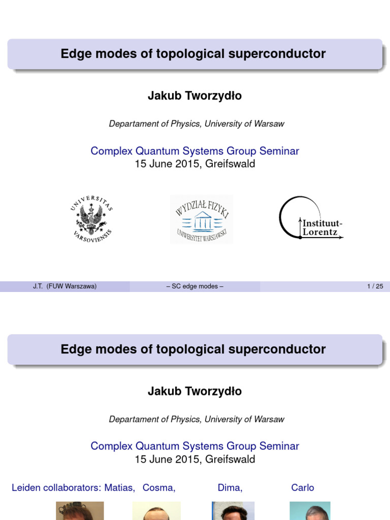Edge Modes of Topological Superconductor | PDF | Physics | Theoretical Physics