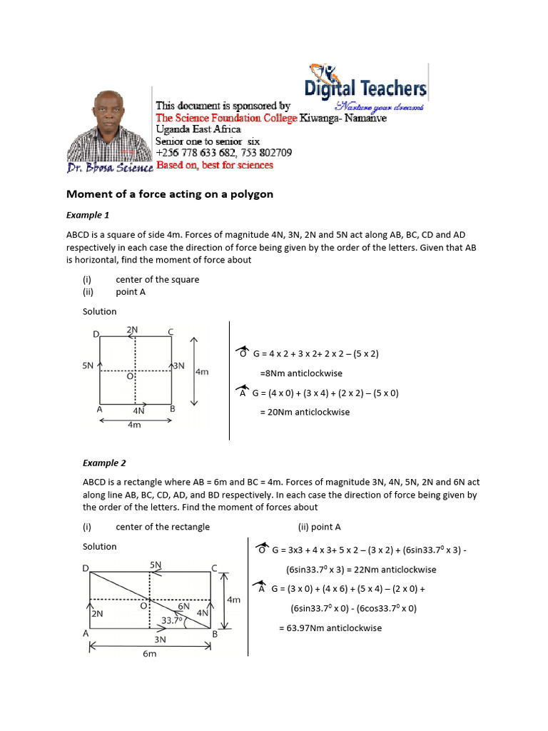 A Level Math Paper 2 Moment of Force Acting On A Polygon 1 | PDF ...