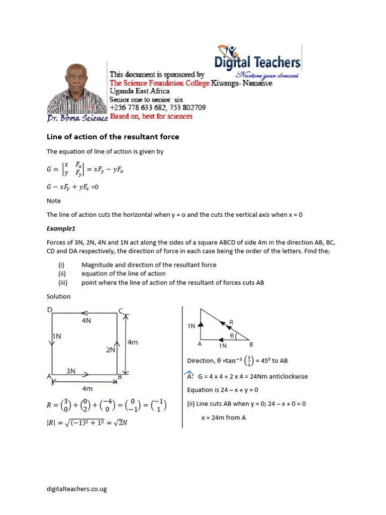 A Level Math Paper 2 Line of Action of The Resultant Force 1 | PDF | Euclidean Geometry | Geometry