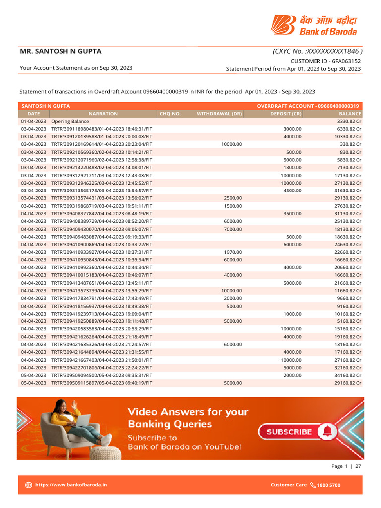 Overdraft Account Statement | PDF | Overdraft | Financial Services