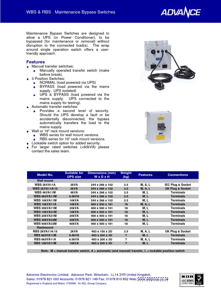 Bypas Box 2-160 Kva | PDF | Ac Power Plugs And Sockets | Mains Electricity