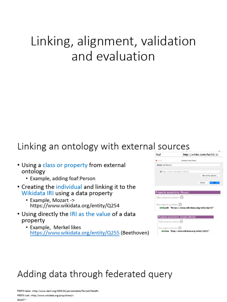 Linking, Alignment, Validation and Evaluation | PDF | Ontology (Information Science) | Resource ...