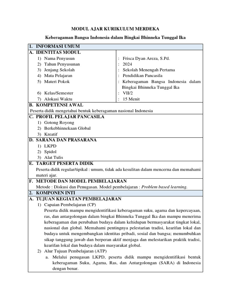 Modul Ajar Kurikulum Merdeka | PDF