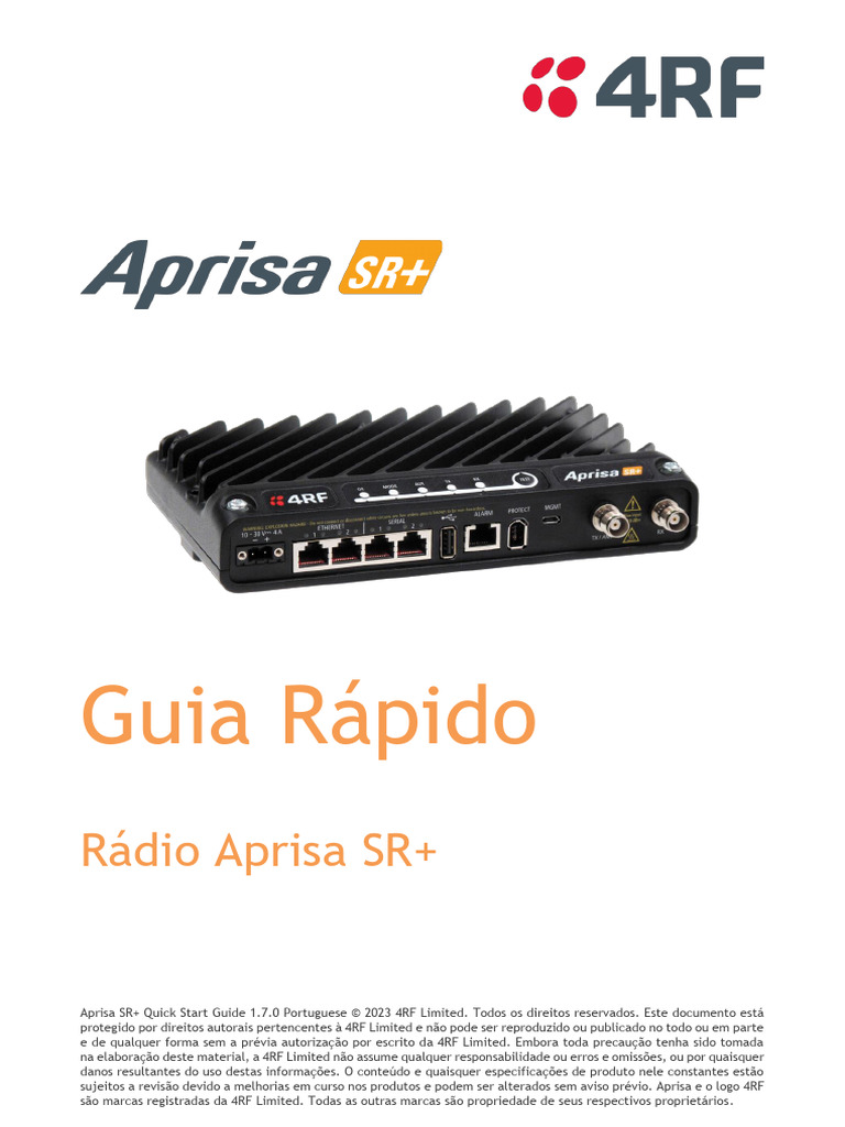 Guia Rápido Rádio Aprisa SR+ | PDF | Rede de computadores | USB