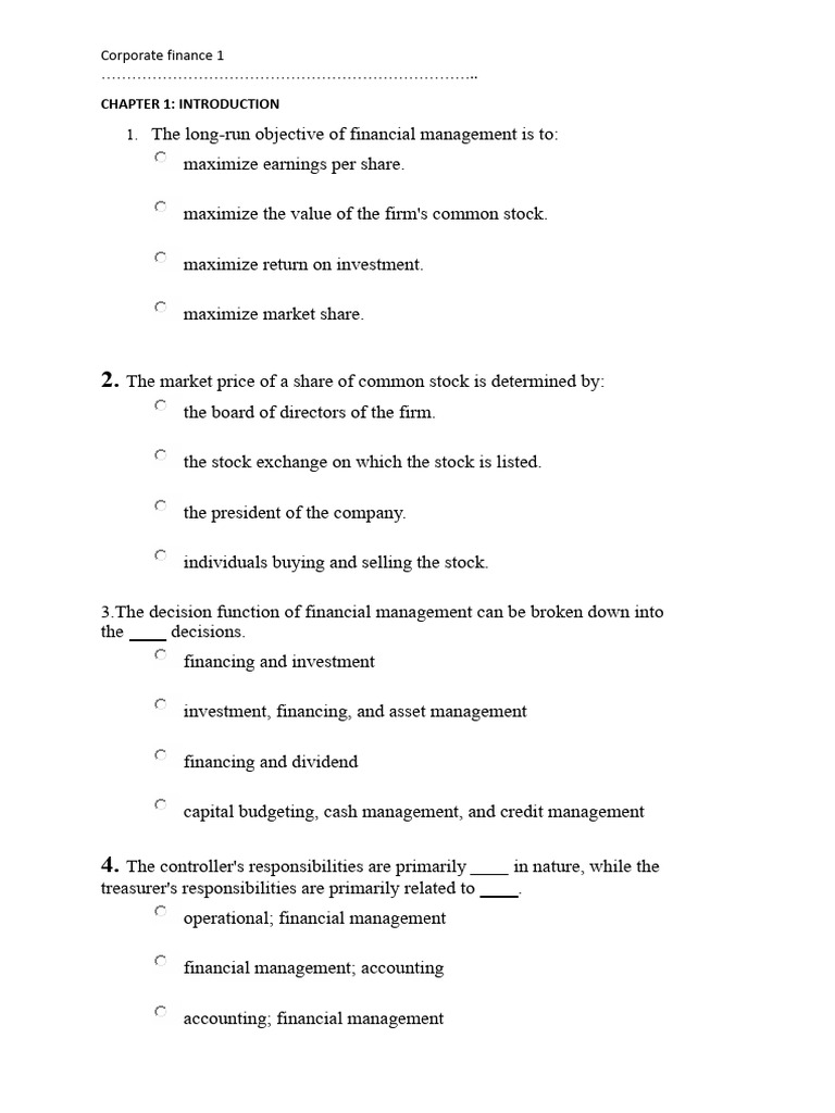 Exercise - Lecture 1 - Introduction To CF | PDF | Stocks | Corporations