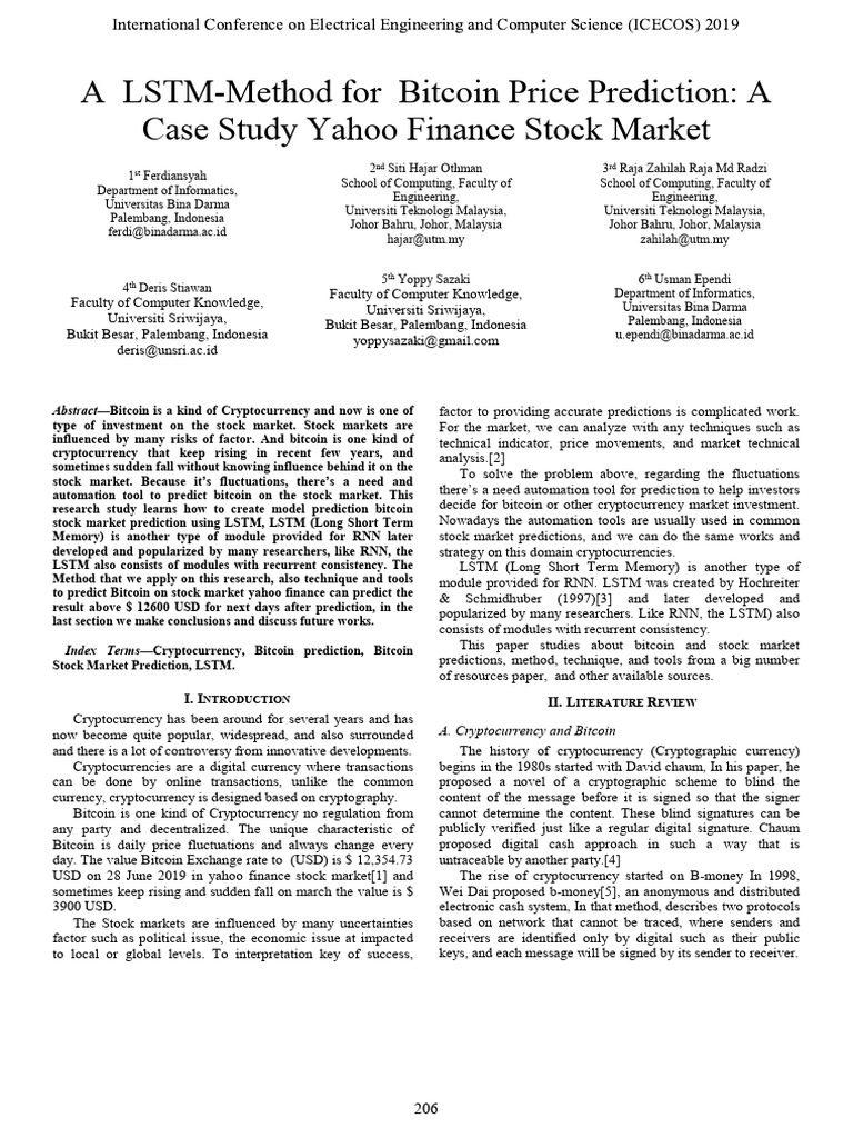 A LSTM Method For Bitcoin Price Prediction A Case Study Yahoo Finance ...