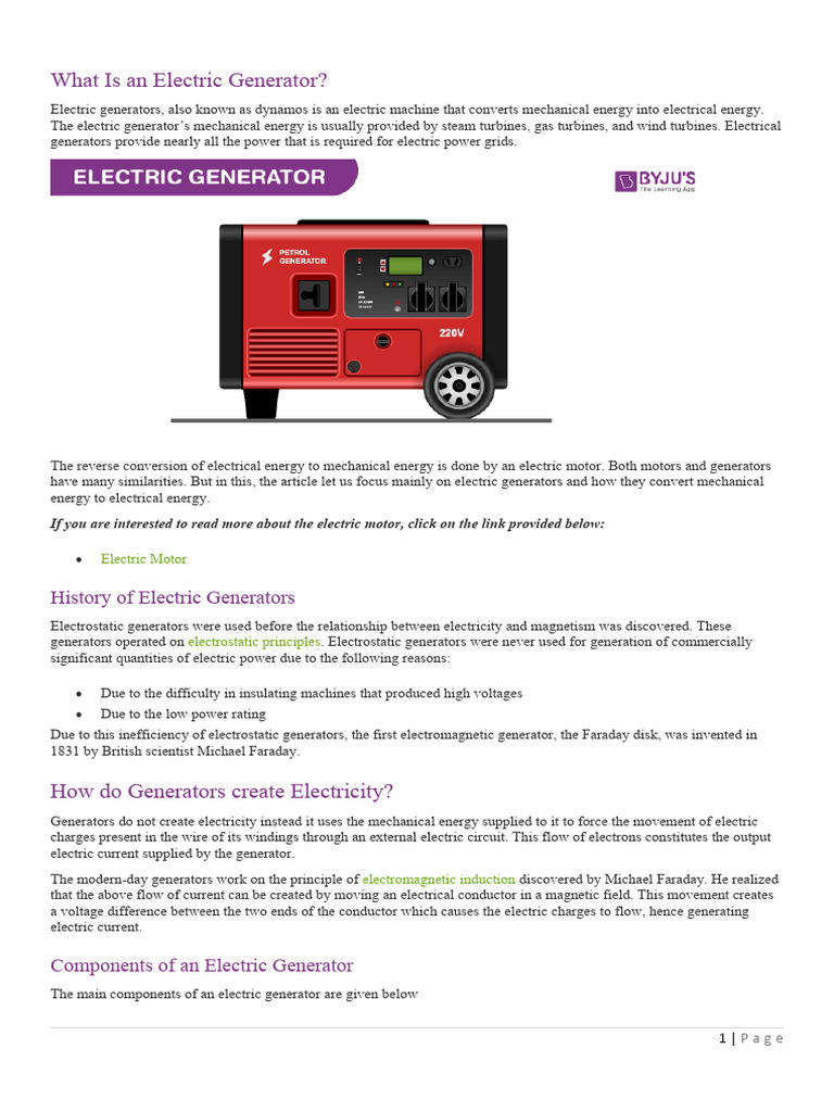 Understanding Electric Generators | PDF | Electric Generator | Electric Motor