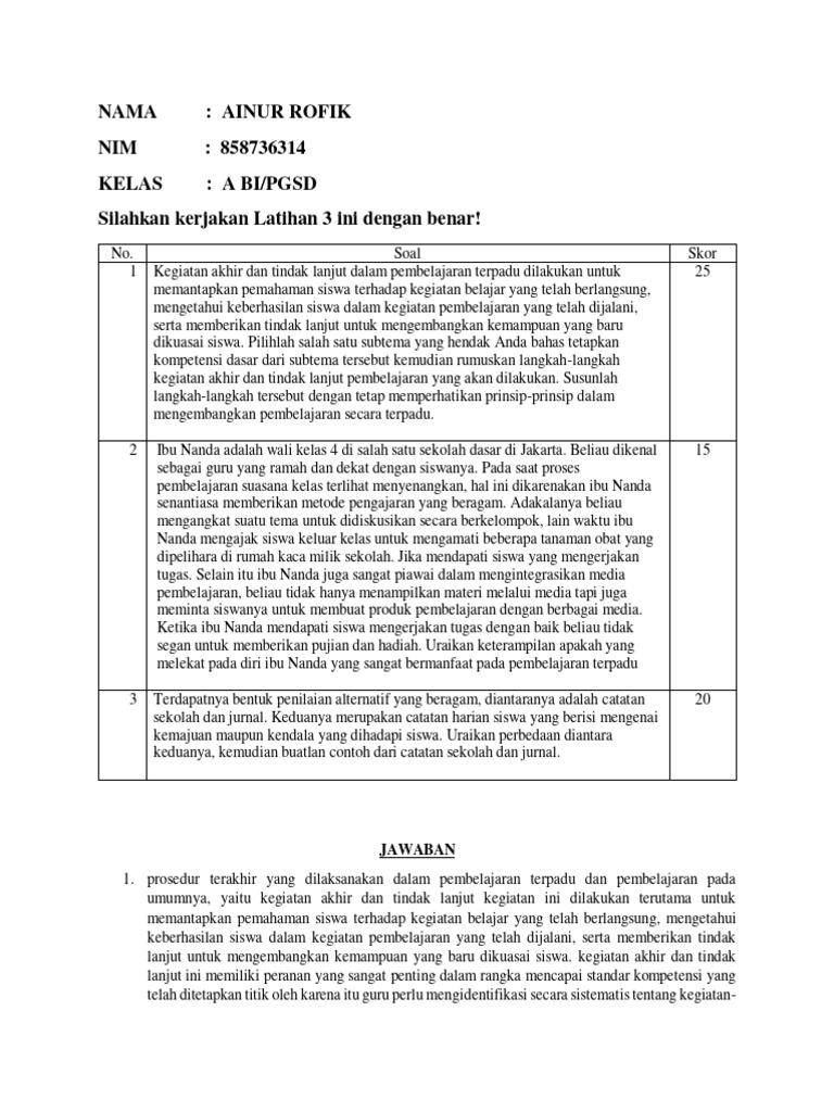 Tugas 3 Terpadu Ainur Rofik | PDF