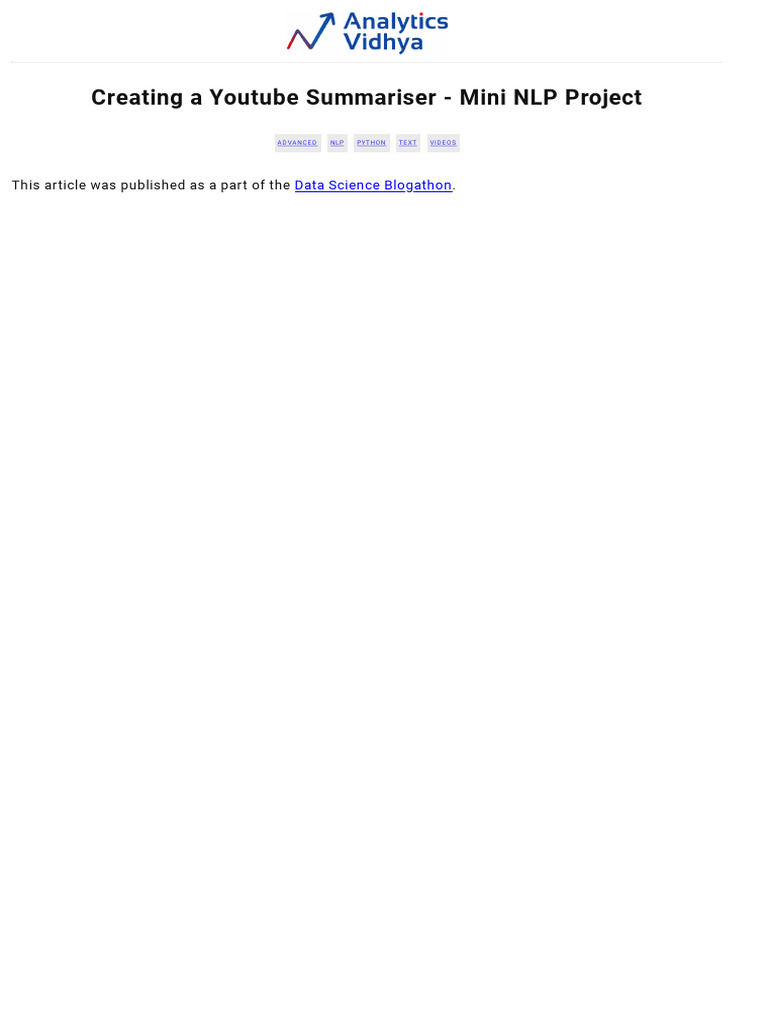 Creating A Youtube Summariser – | PDF | Computer Programming | Applied Mathematics