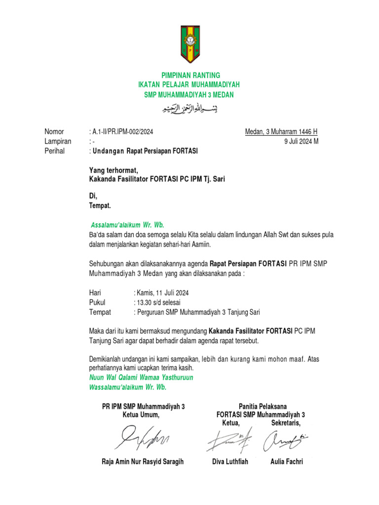 Undangan Rapat Fortasi PR Ipm Spemga | PDF | Karier & Perkembangan ...