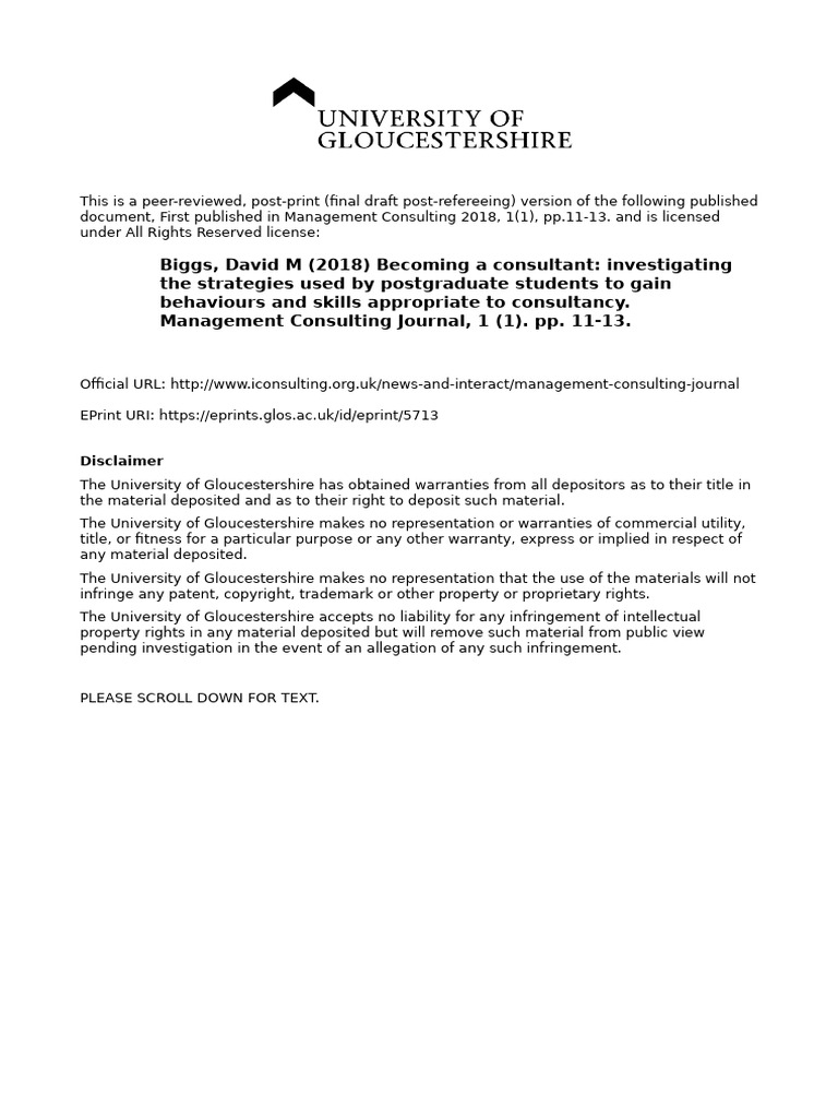 5713 - Biggs - 2018 - Becoming A Consultant | PDF | Industrial And ...