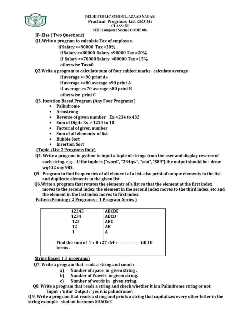 Practical File Questions Pdf String Computer Science Computer Programming 