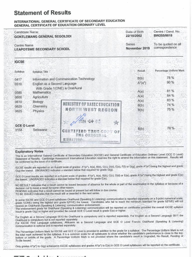 Statement of Results | PDF