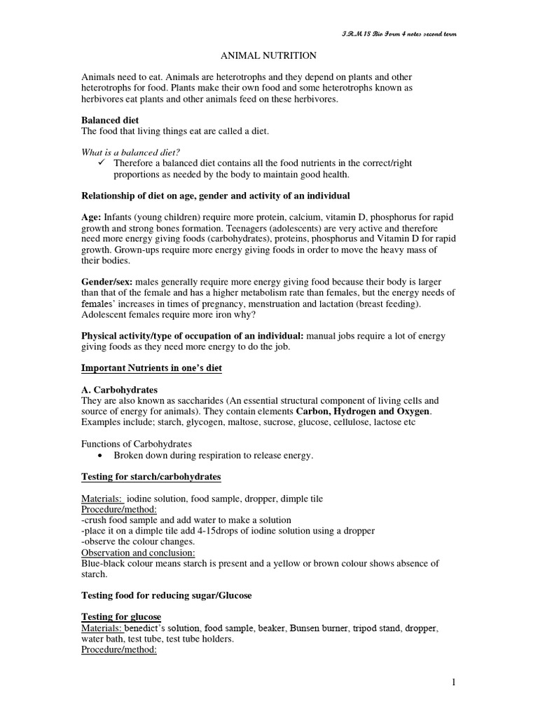 Animal Nutrition A | PDF | Carbohydrates | Foods