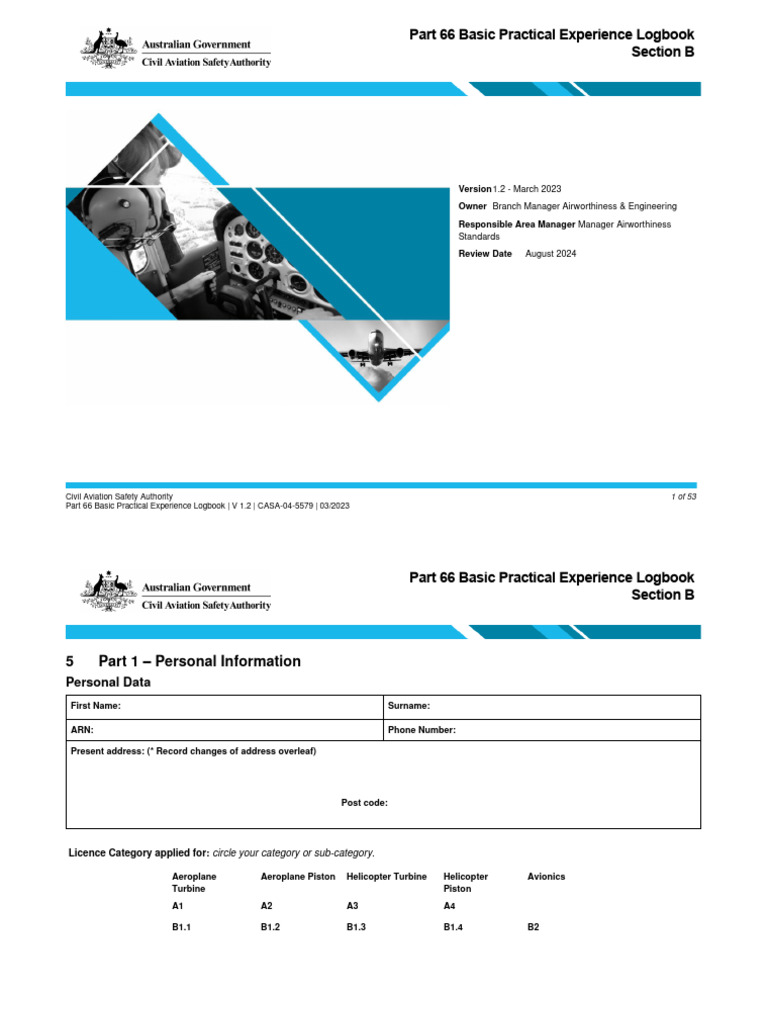 Part 66 Basic Practical Experience Logbook | PDF | Electrical Connector ...