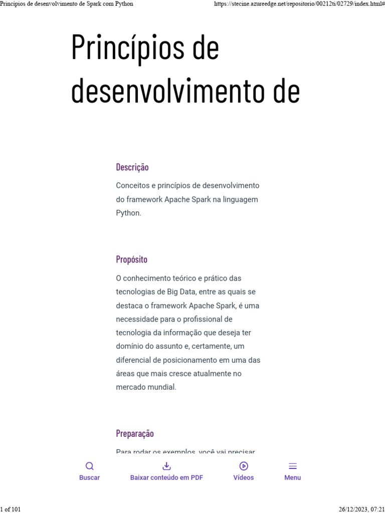 Princípios de Desenvolvimento de Spark Com Python | PDF | Python ... Princípios de Desenvolvimento de Spark Com Python | PDF | Python ...
