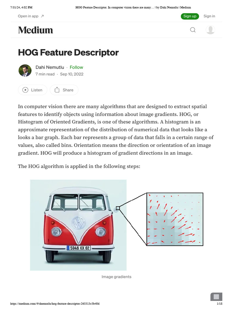 HOG Feature Descriptor. in Computer Vis... e Are Many - by Dahi Nemutlu ...