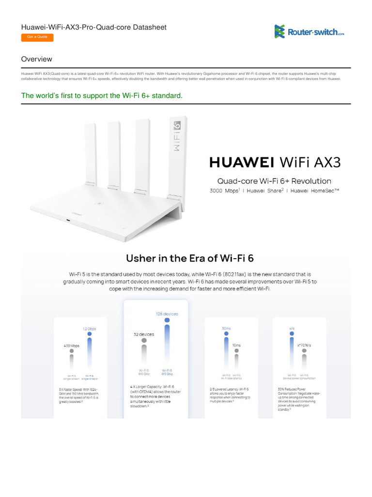 Huawei Wifi Ax3 Pro Quad Core Datasheet | PDF | Wi Fi | Ieee 802.11