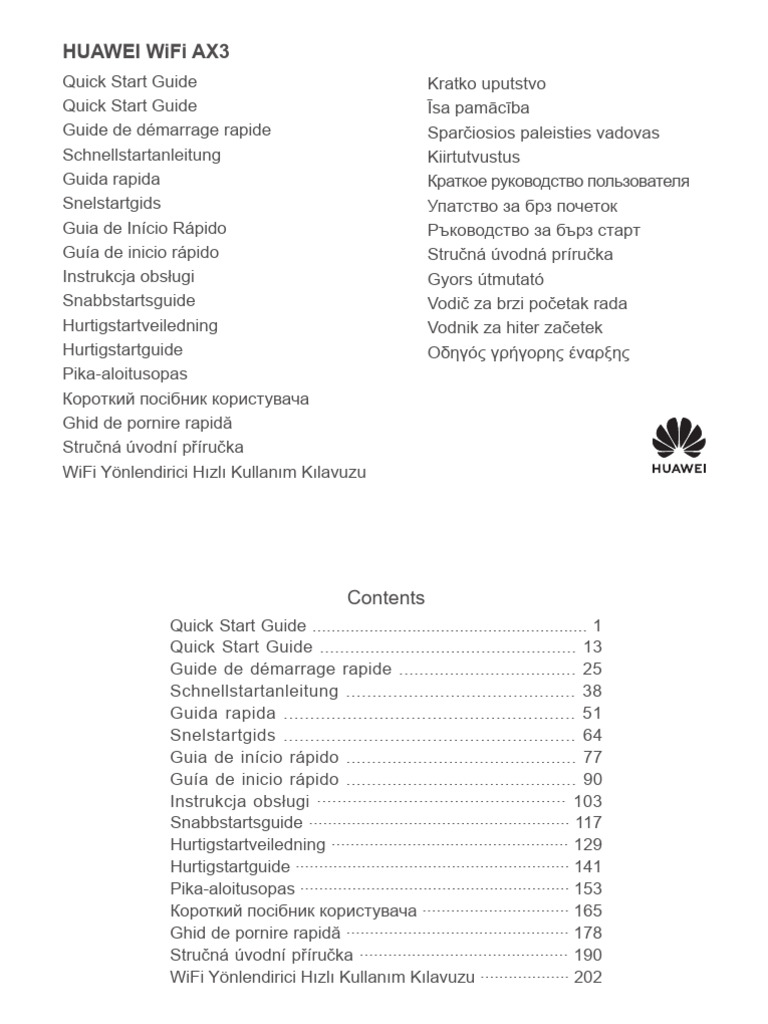 HUAWEI WiFi AX3 Quick Start Guide - (WS7100 V2,01, En-Gb, EU) | PDF ...
