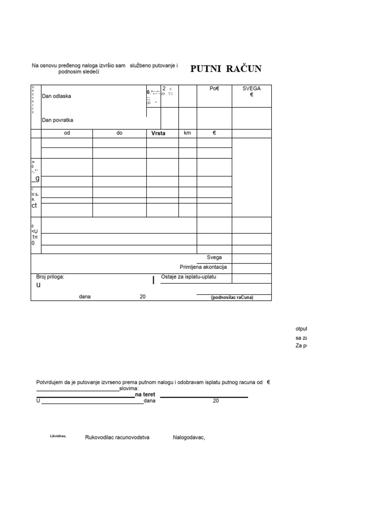 Obrazac Putni Nalog | PDF