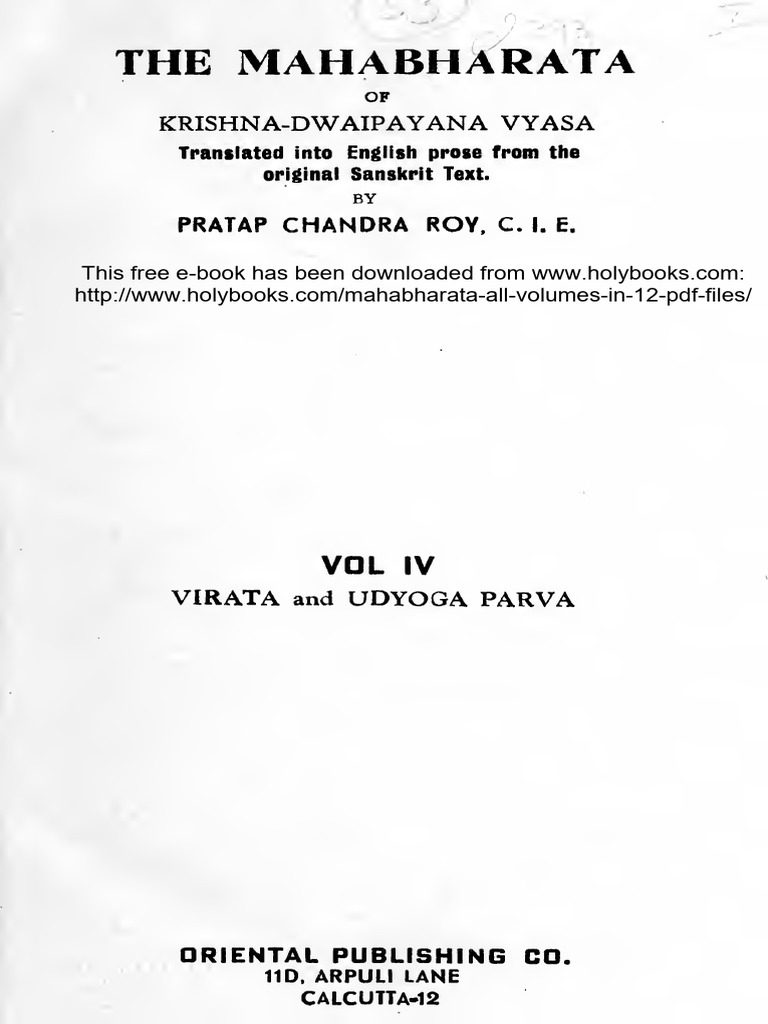 Mahabharata Vol IV: Virata & Udyoga Parva | PDF | Mahabharata | Hindu ...