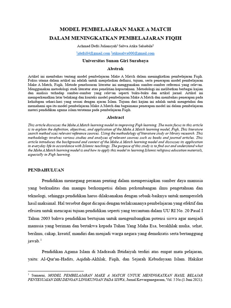 Tugas Uas Model Pembelajaran Make A Match - 240726 - 205549 | PDF | Karier & Perkembangan ...