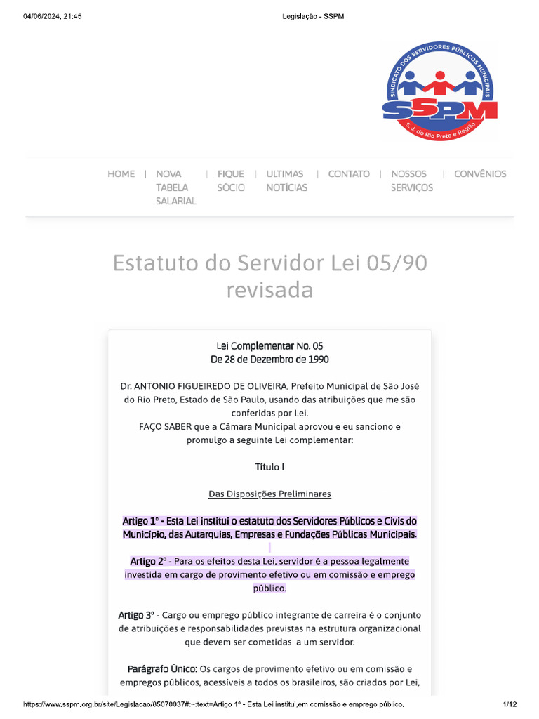 Lei Complementar Municipal Nº 05-1990 | PDF