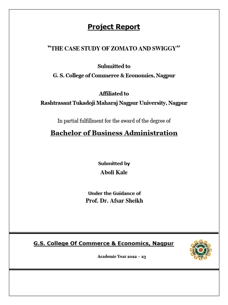 Project Report: "The Case Study of Zomato and Swiggy'' | PDF | E ...
