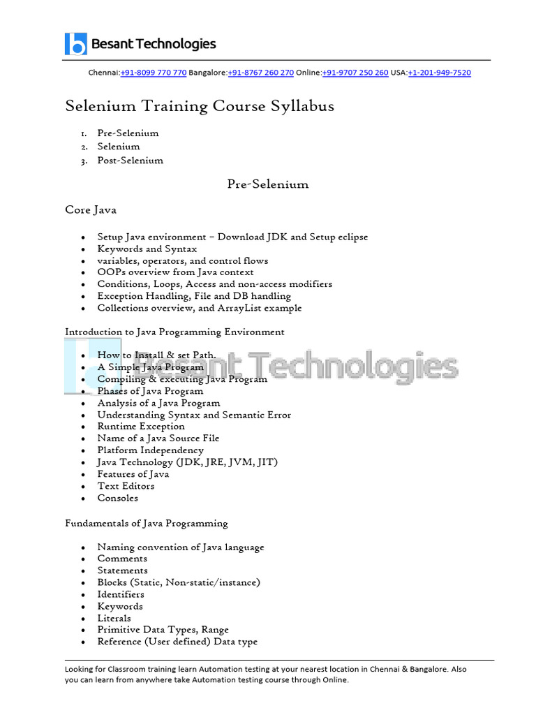 Software Testing Course Syllabus Pdf Class Computer Programming Method Computer