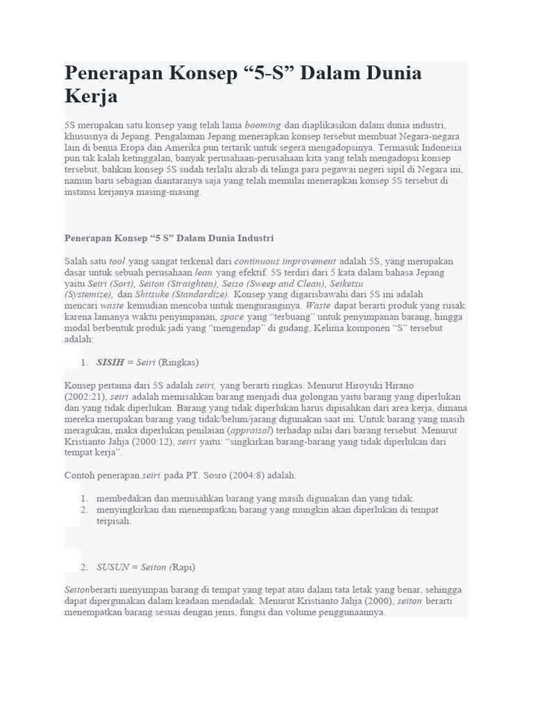 5S Atau 5R Dalam Dunia Kerja | PDF