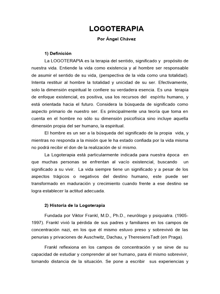 LOGOTERAPIA | PDF | Conceptos psicologicos | Ciencias del comportamiento