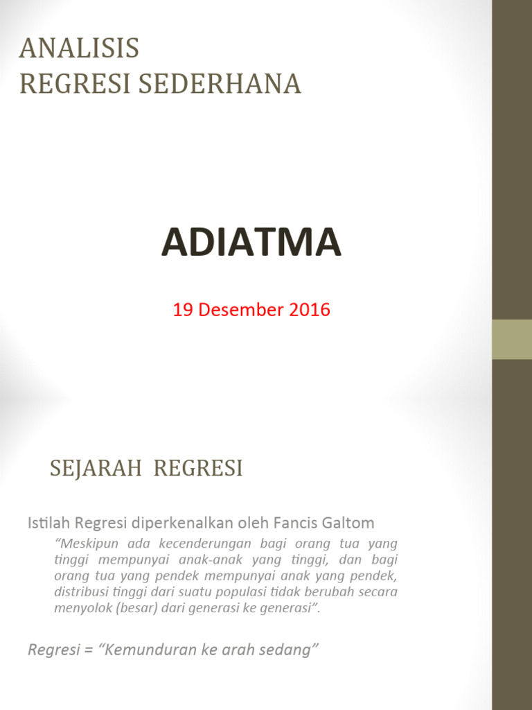 Analisis Regresi Sederhana. (Pertemuan12) PPT | PDF