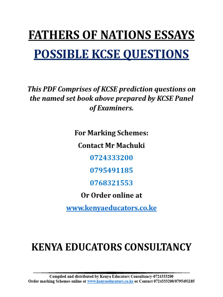 KCSE Essay Questions on Fathers of Nations | PDF