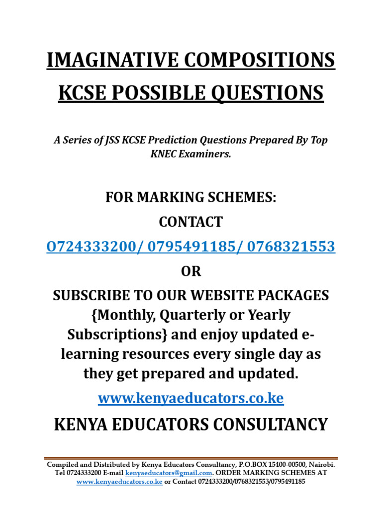 Kcse Imaginative Composition Predictions | PDF