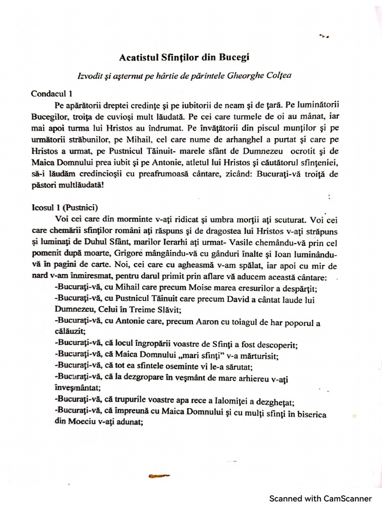 Acatistul Sfintilor Din Bucegi | PDF