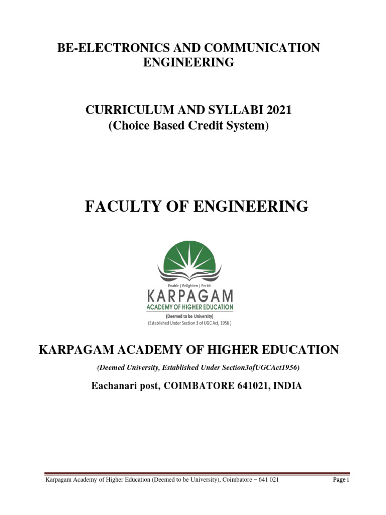 ECE Syllabus 2021 2022 | PDF | Engineering | Academic Degree ECE Syllabus 2021 2022 | PDF | Engineering | Academic Degree