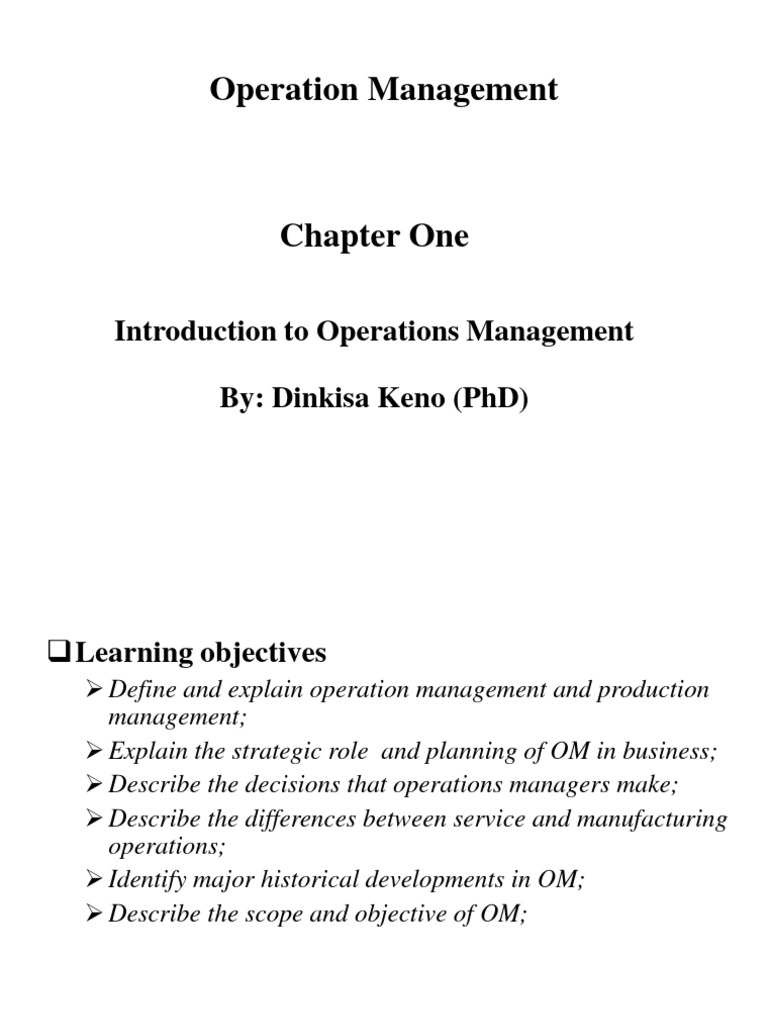 Introduction to Operations Management | PDF | Operations Management ...
