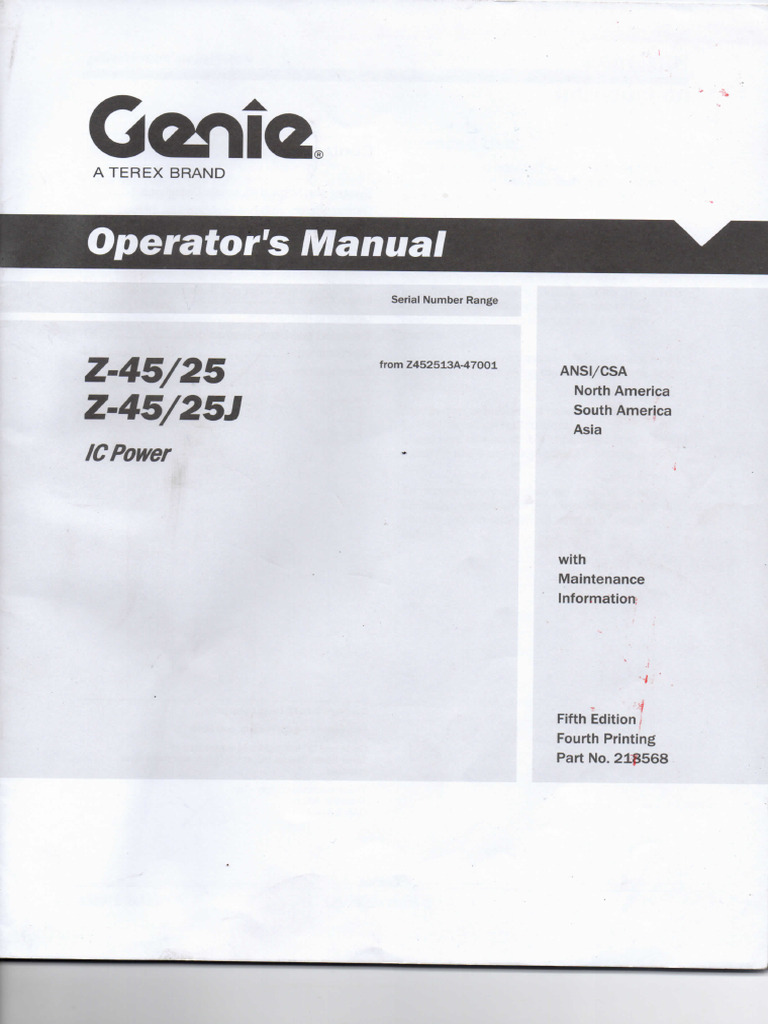 Operation Manual Genie Manlift PT Yawiraya | PDF