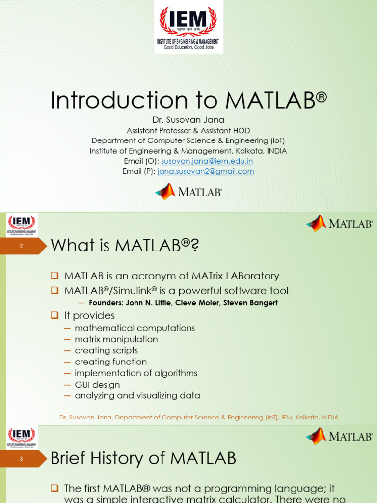 1 Matlab Introduction Pdf Matlab Computing