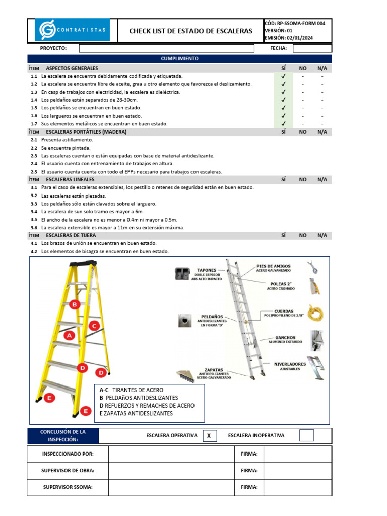 Checklist de Inspección de Escaleras | PDF