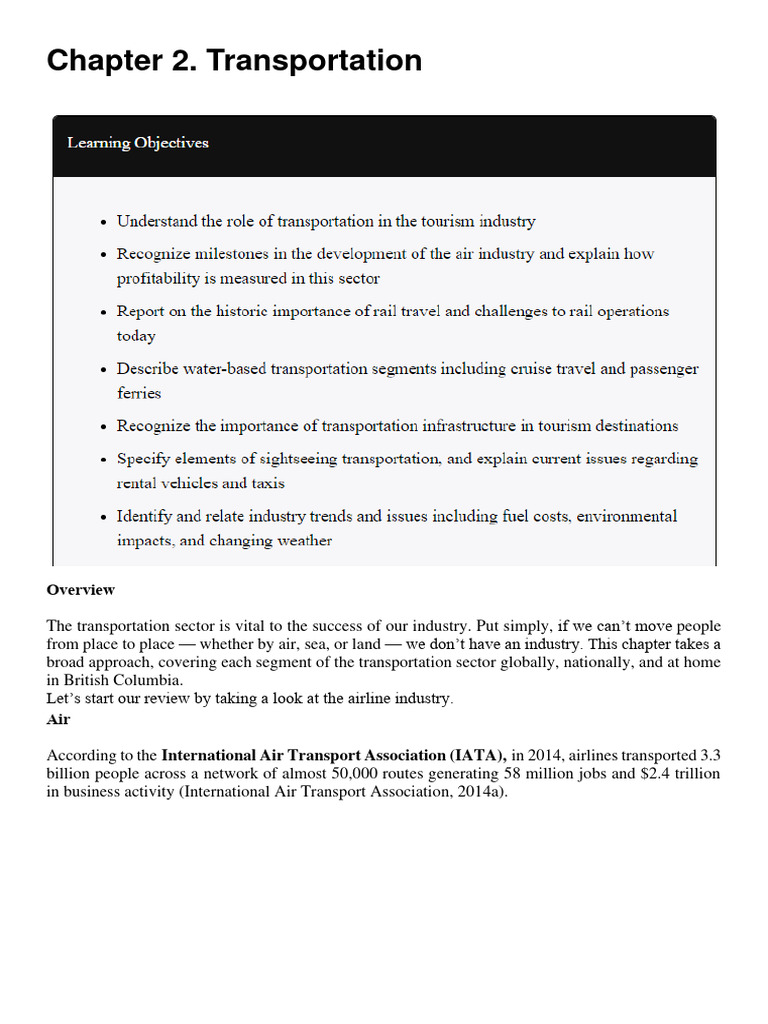 CHAPTER - 2 Transportation | PDF | Airlines | Cruise Ship