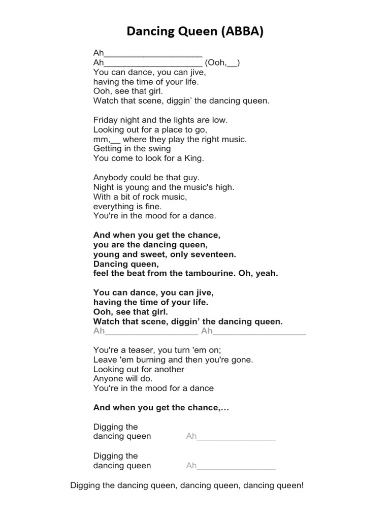 Dancing Queen - Lyrics | PDF