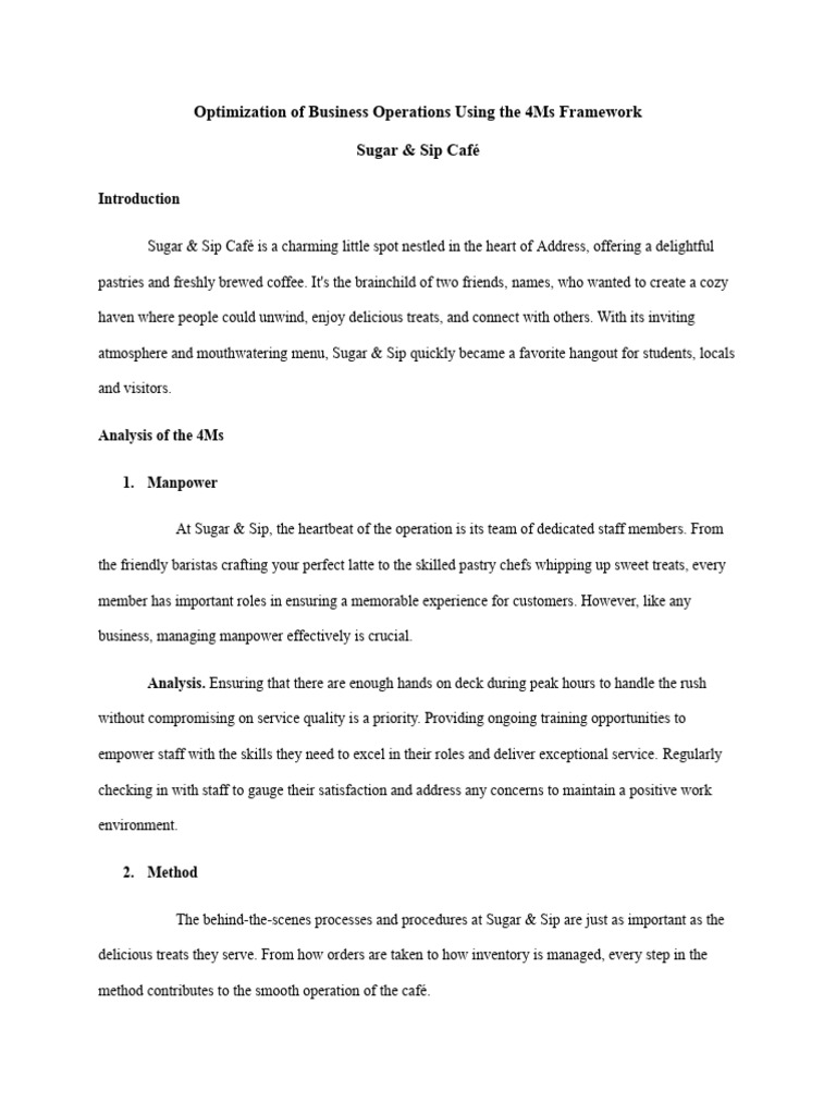 Optimization of Business Operations Using The 4Ms Framework | PDF ...