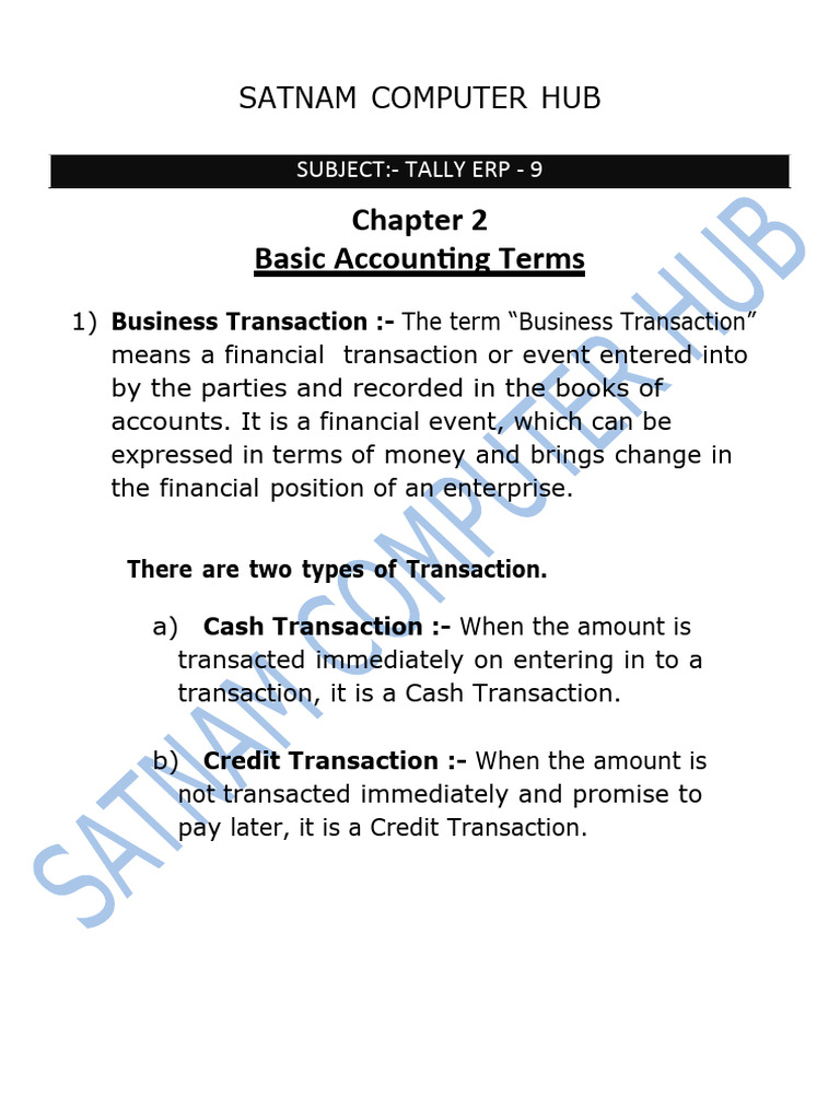 Chapter - 2 Basic Accounting Terms | PDF | Expense | Debits And Credits